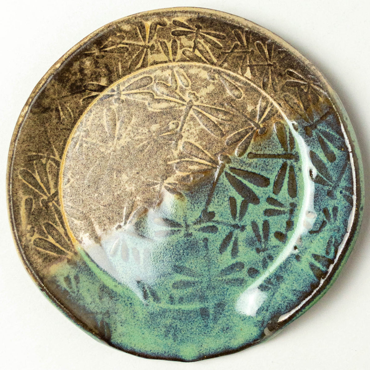 Dragonfly Green Spoon Rest – White Squirrel Clayworks