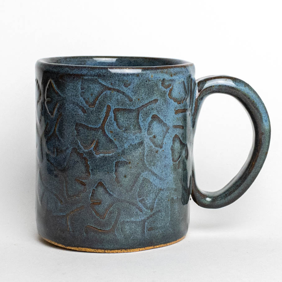 Ginkgo Blue Stoneware 12oz Mug – White Squirrel Clayworks
