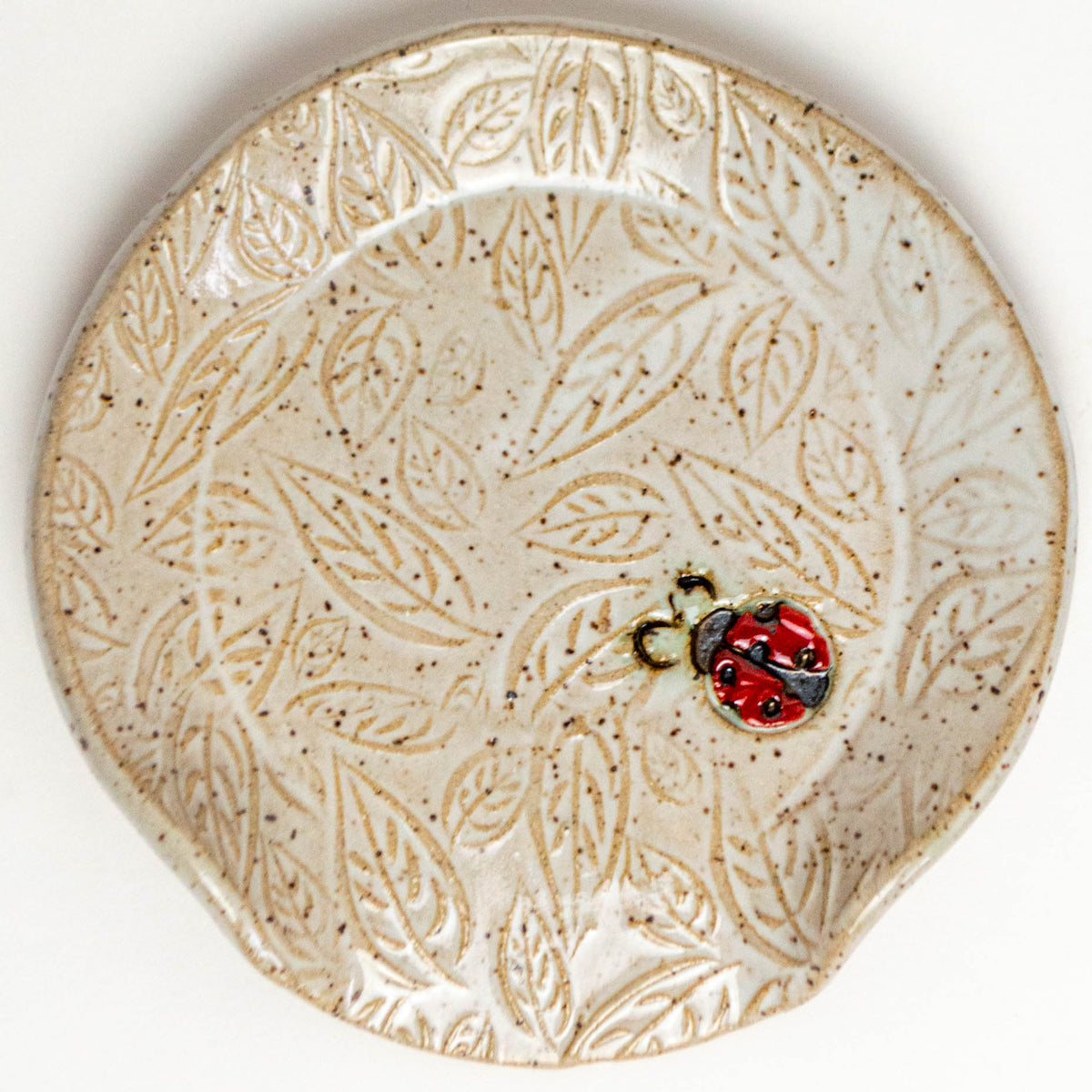 Ladybug White Spoon Rest – White Squirrel Clayworks