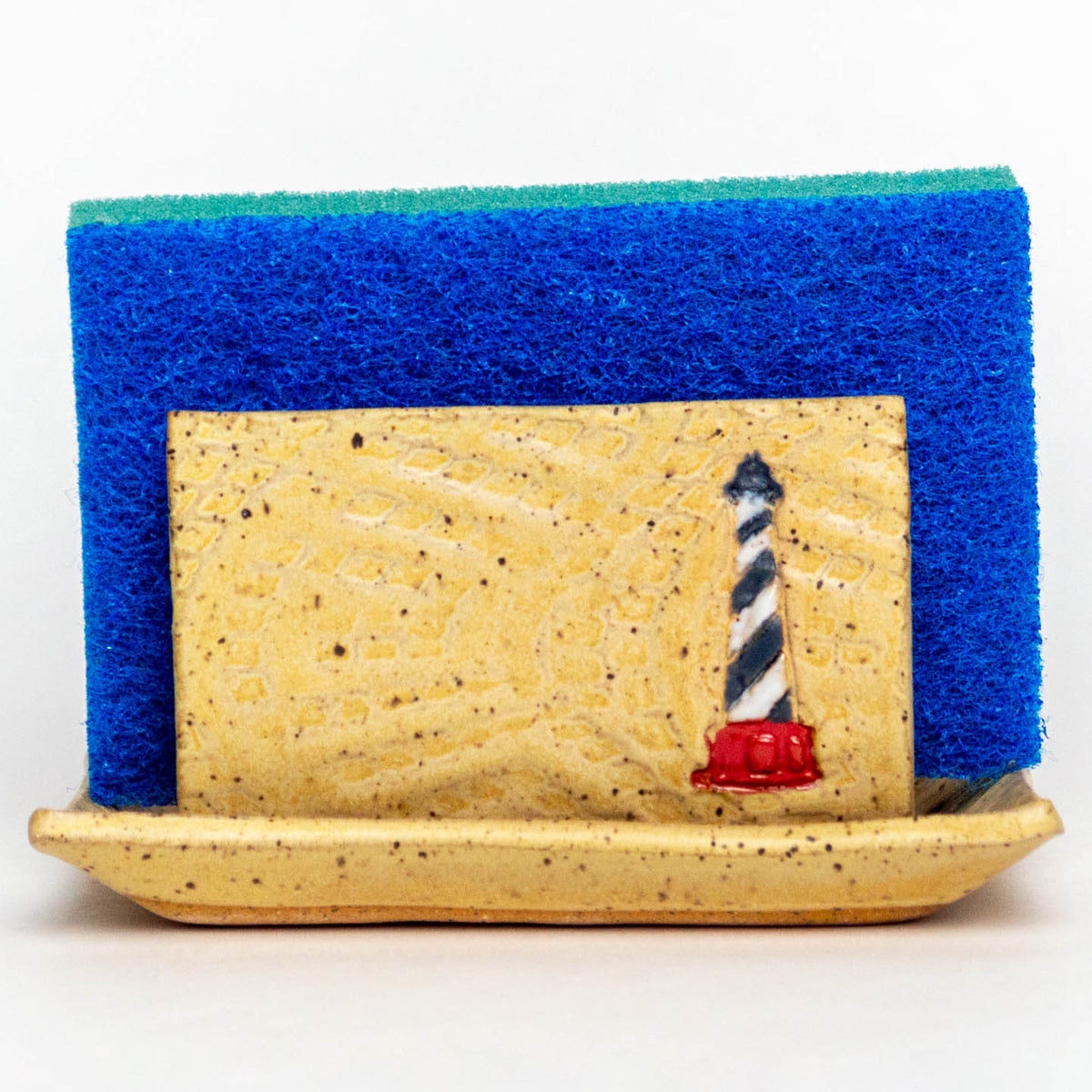 Lighthouse Design Beige Sponge Holder – White Squirrel Clayworks
